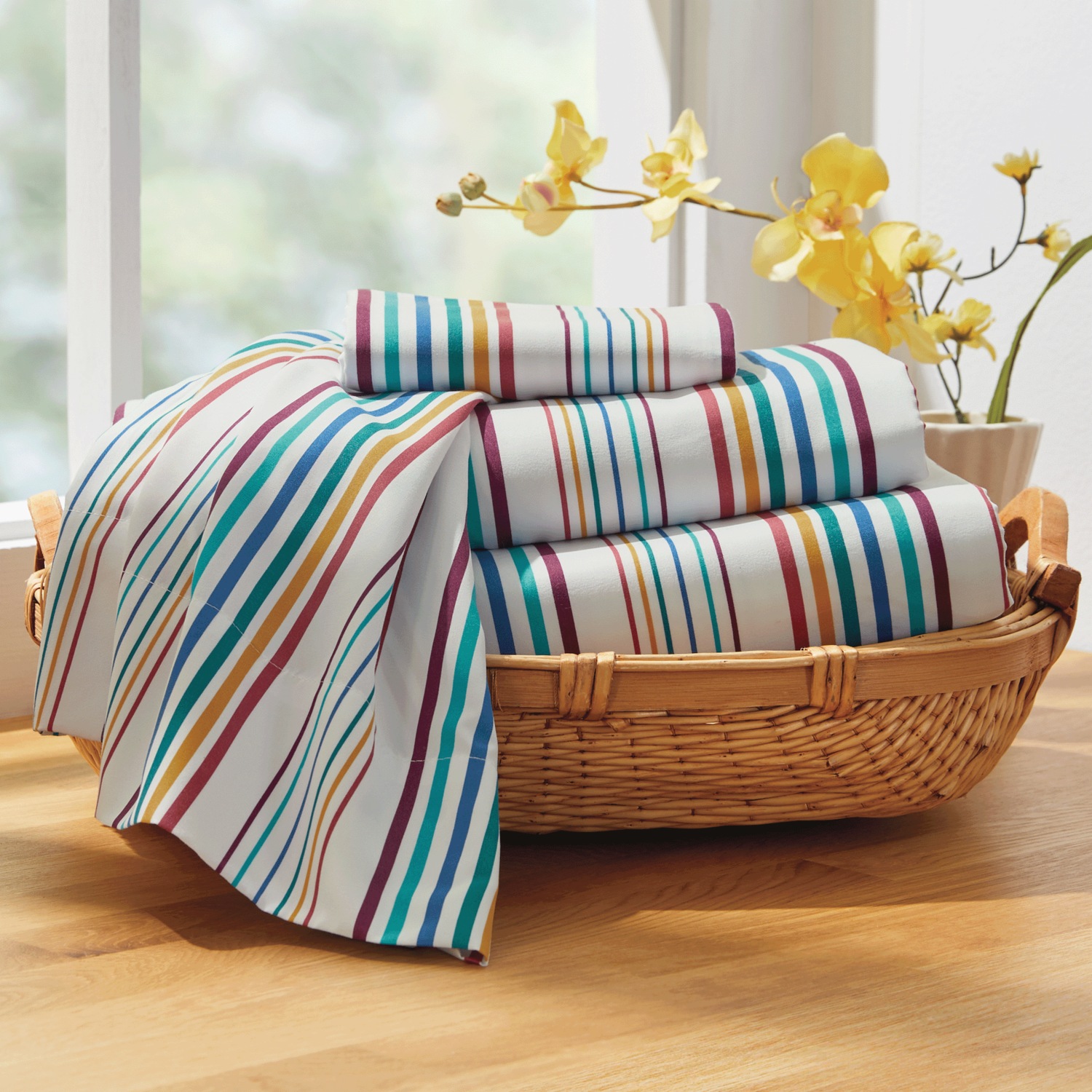 Color Connection Microfiber Striped Sheet Set | Montgomery Ward