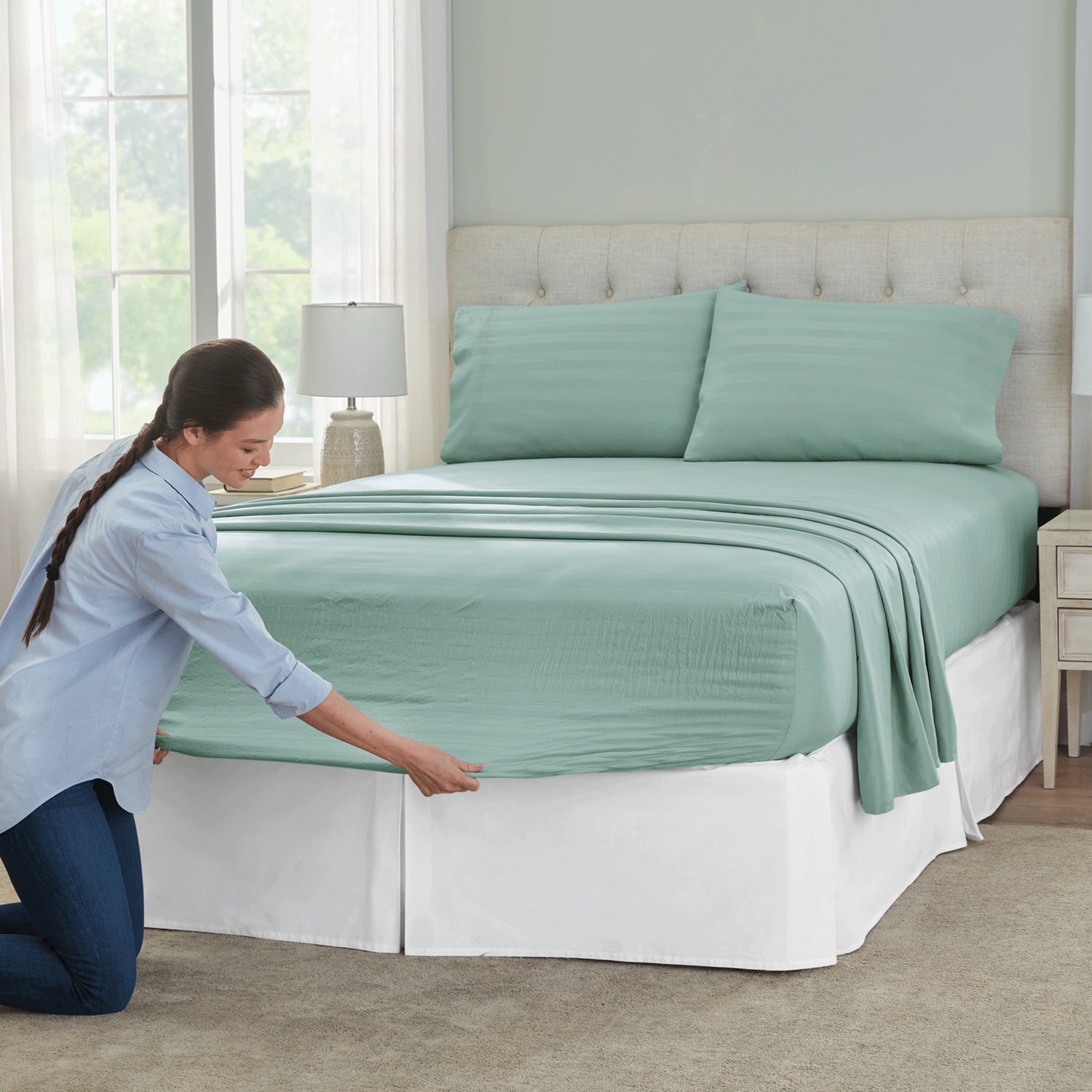 Bed Tite Damask Stripe Sheet Set | Montgomery Ward