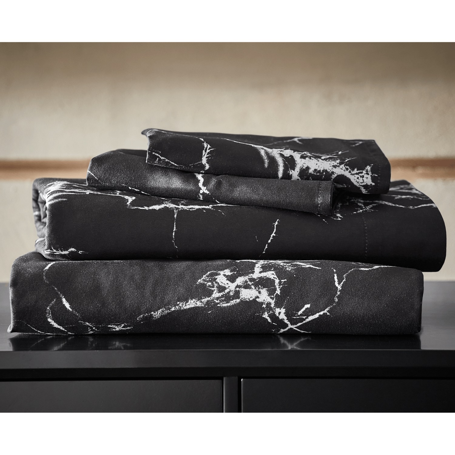 Black Marble Microfiber Print Sheet | Montgomery Ward