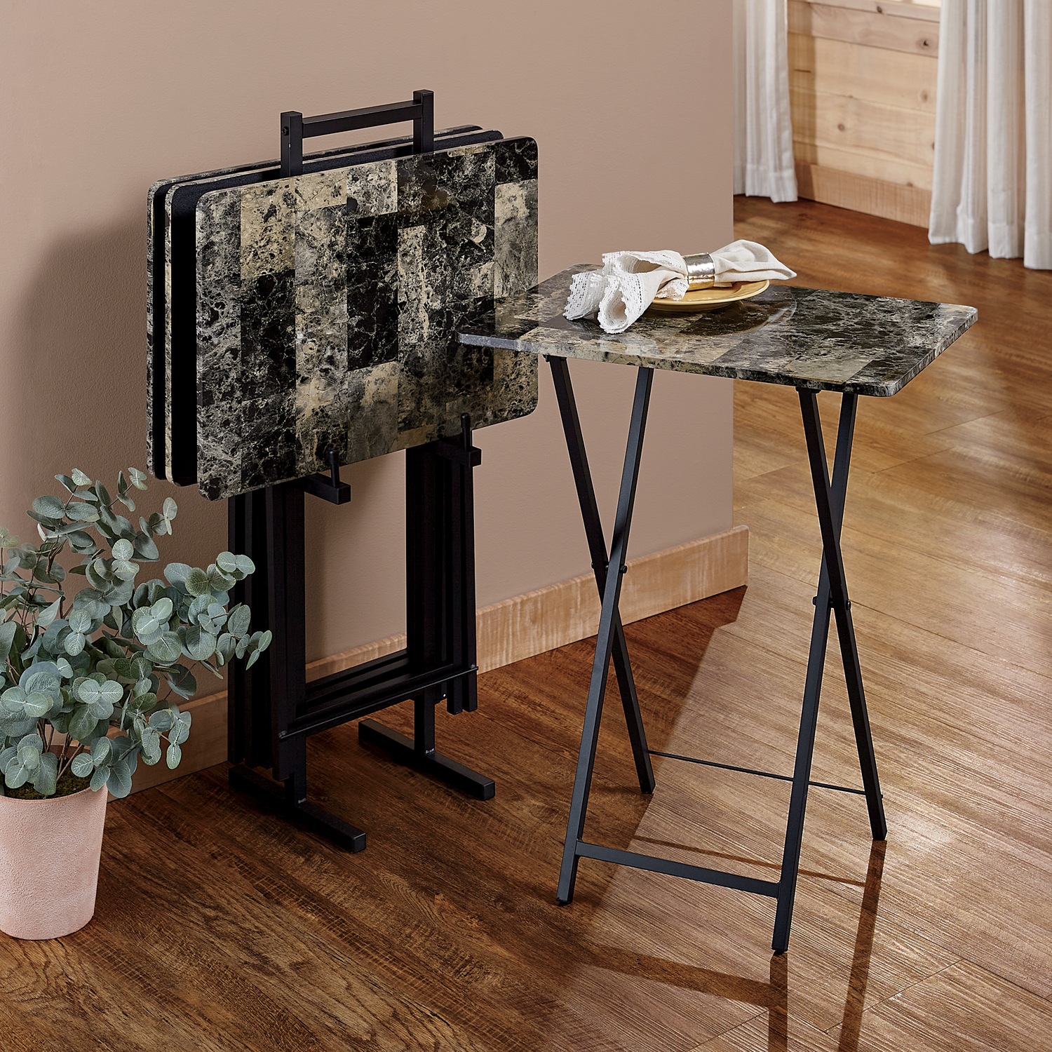 5-Piece Faux-Marble Tray Tables | Montgomery Ward