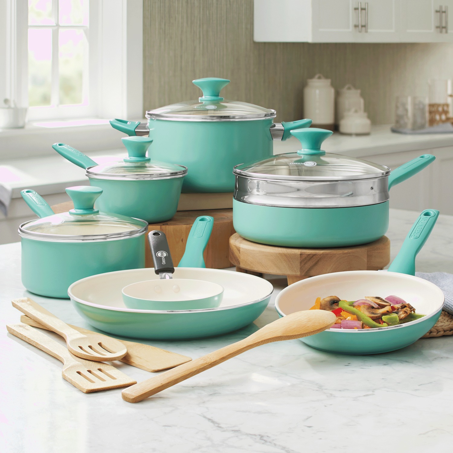 GreenPan Rio 16-Piece Cookware Set | Montgomery Ward