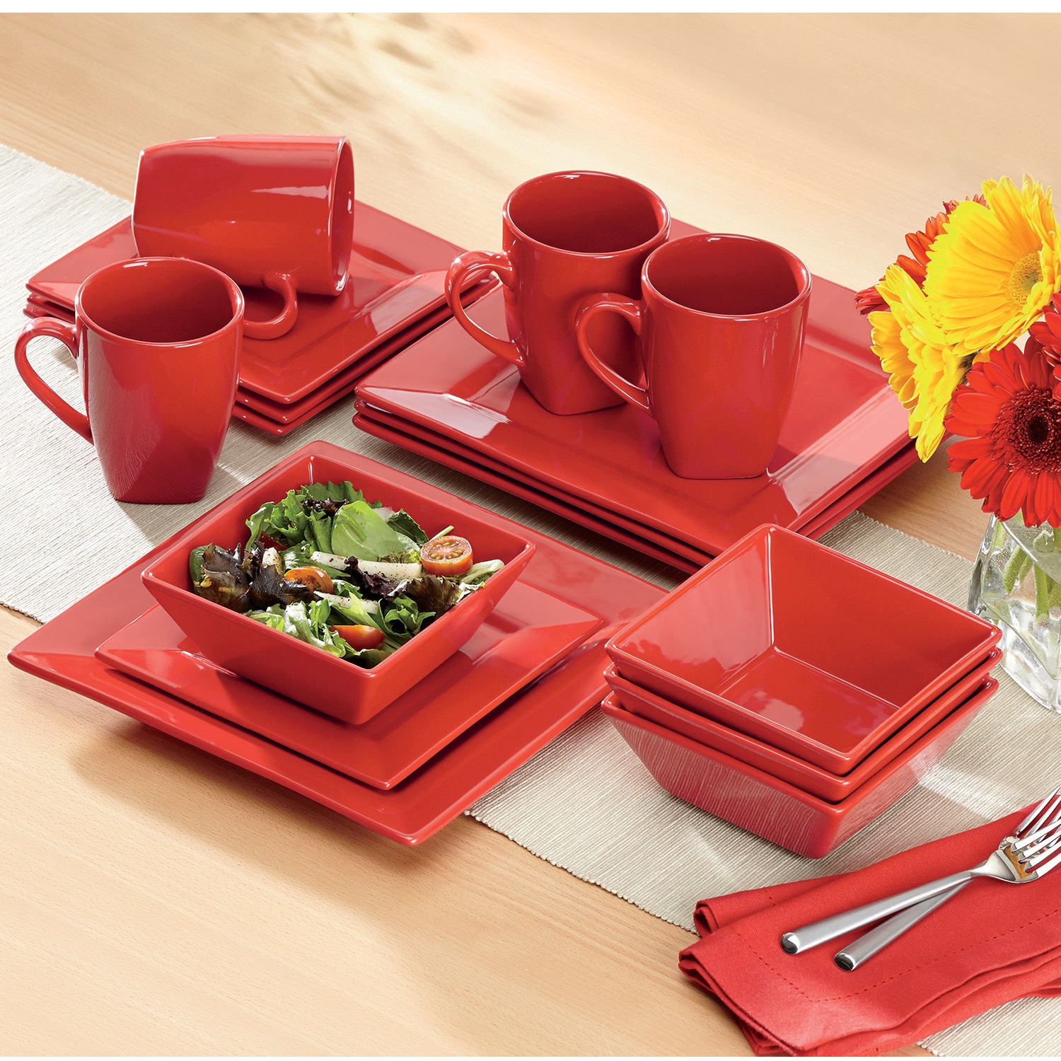 16-Piece Solid Square Dinnerware Set | Montgomery Ward