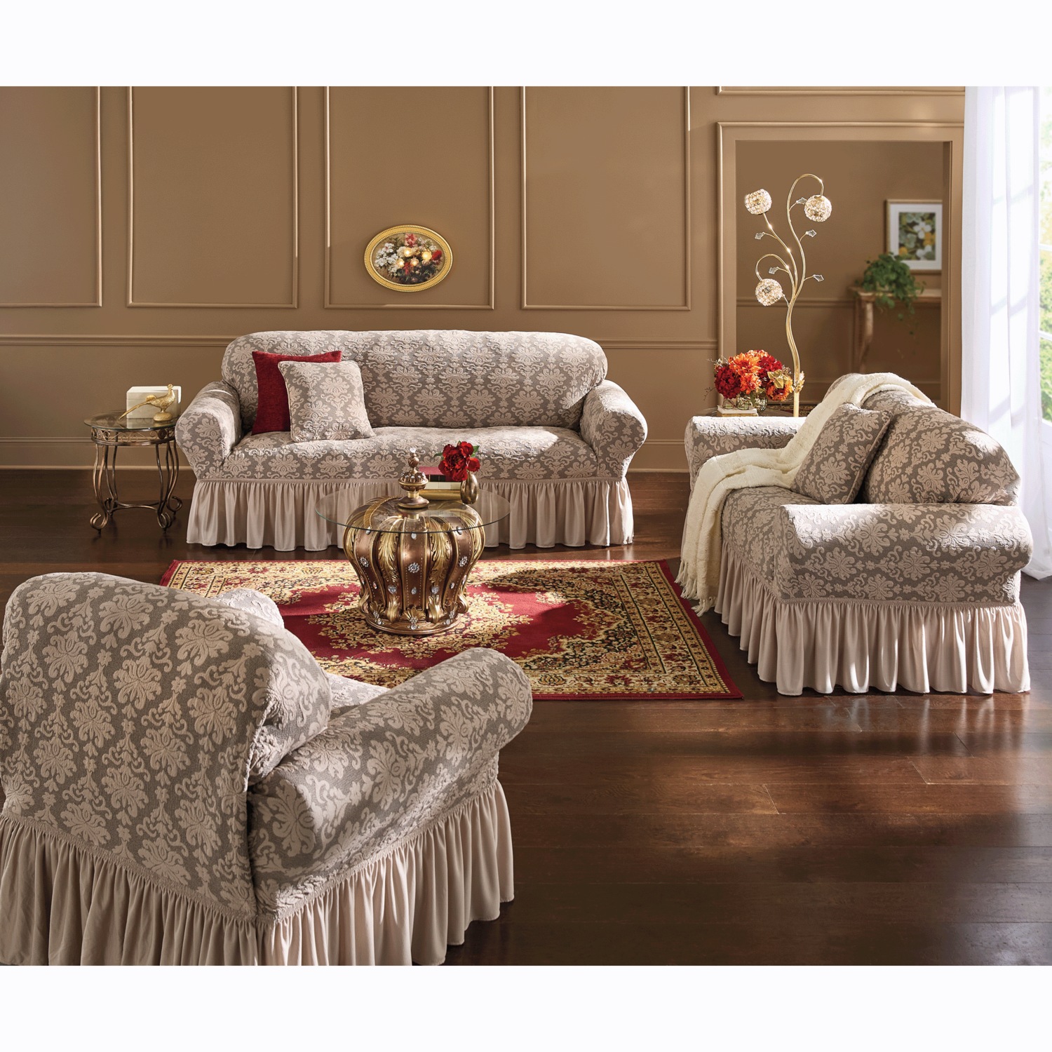 Damask Stretch Slipcover | Montgomery Ward