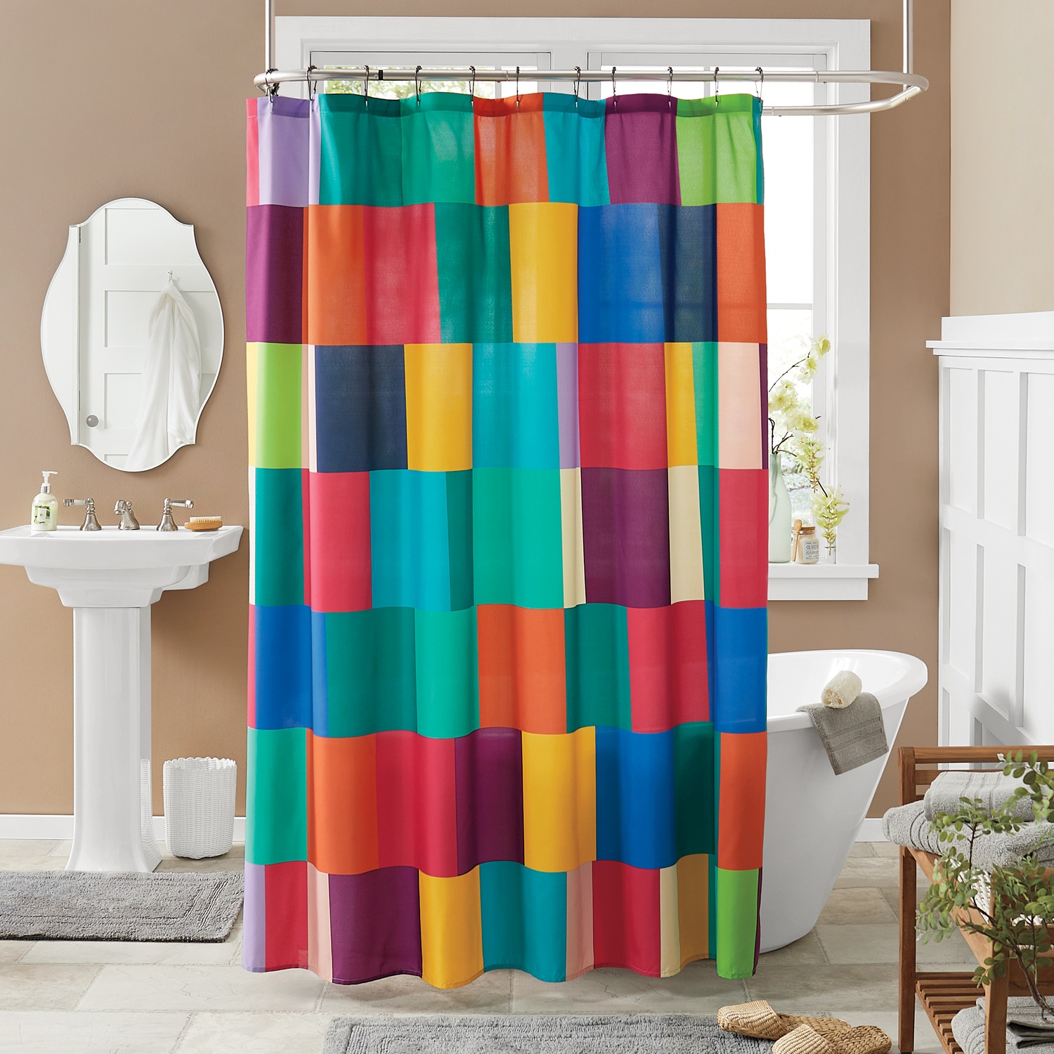 Color Connection Colorblock Shower Curtain | Montgomery Ward