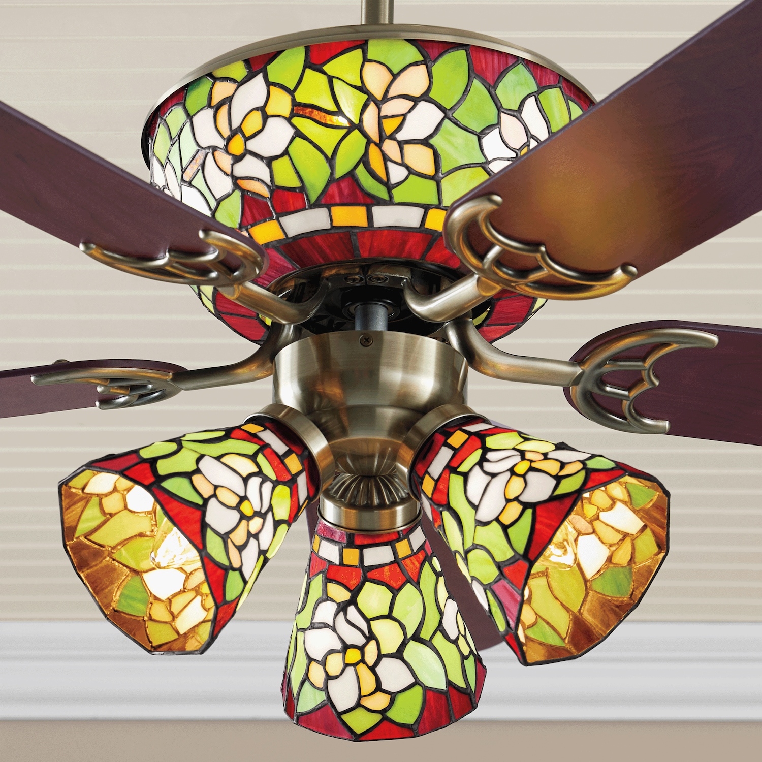 Stained Glass Magnolia Ceiling Fan | Montgomery Ward