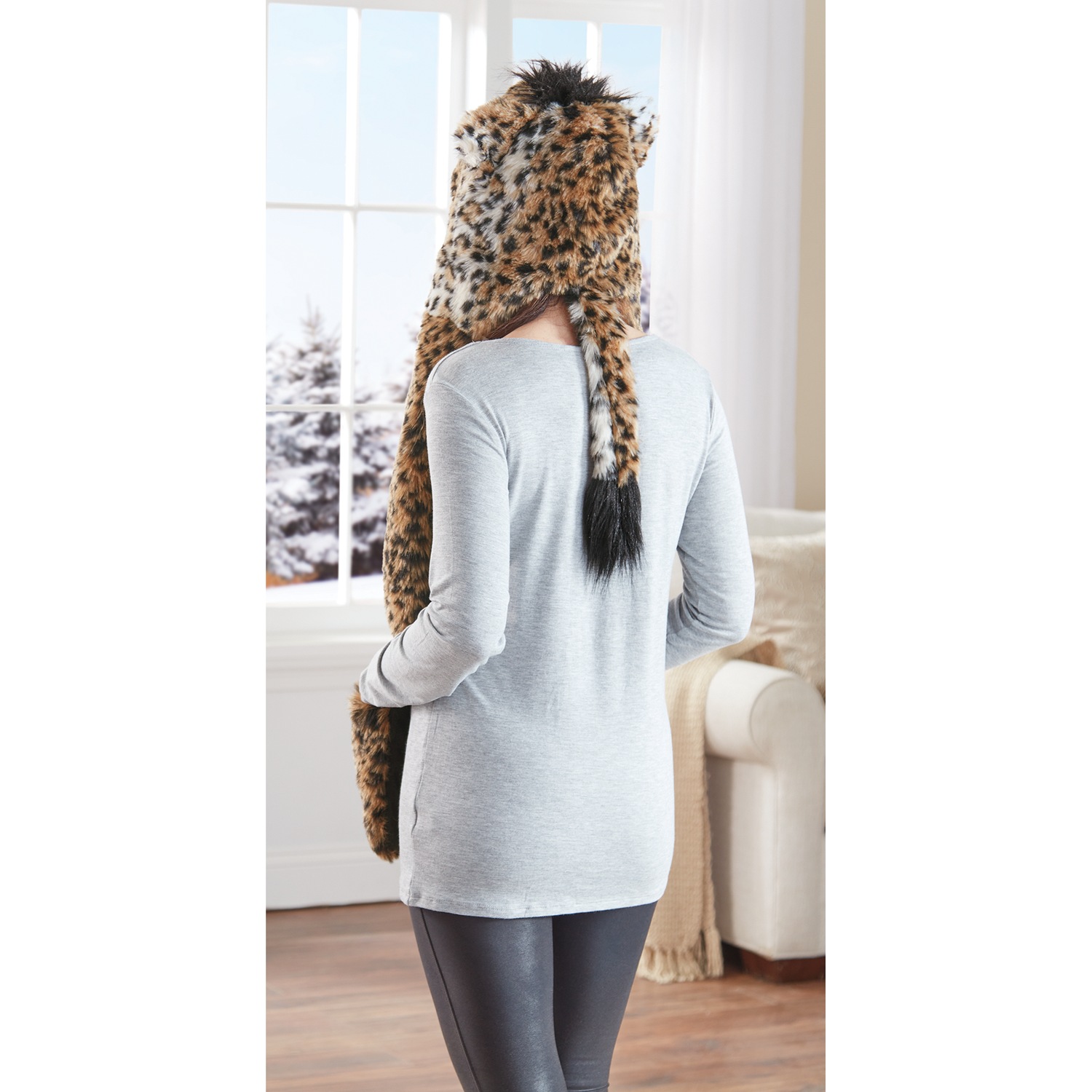 Faux-Fur Animal Hat with Scarf | Montgomery Ward