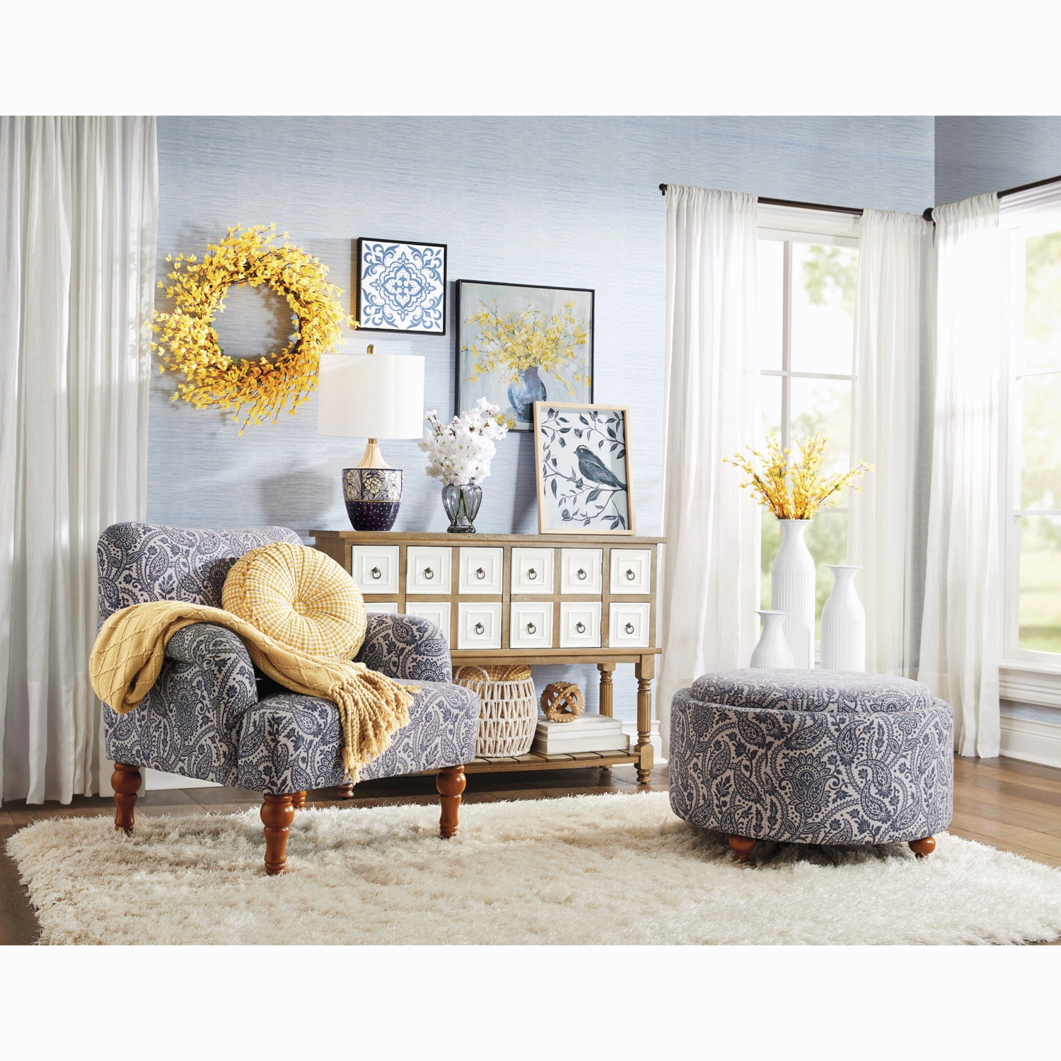 Adabelle Floral Chair and Ottoman | Montgomery Ward