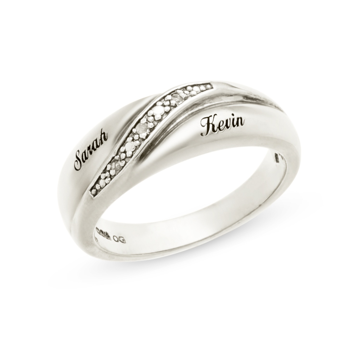 Personalized unisex Diamond Name Wedding Band