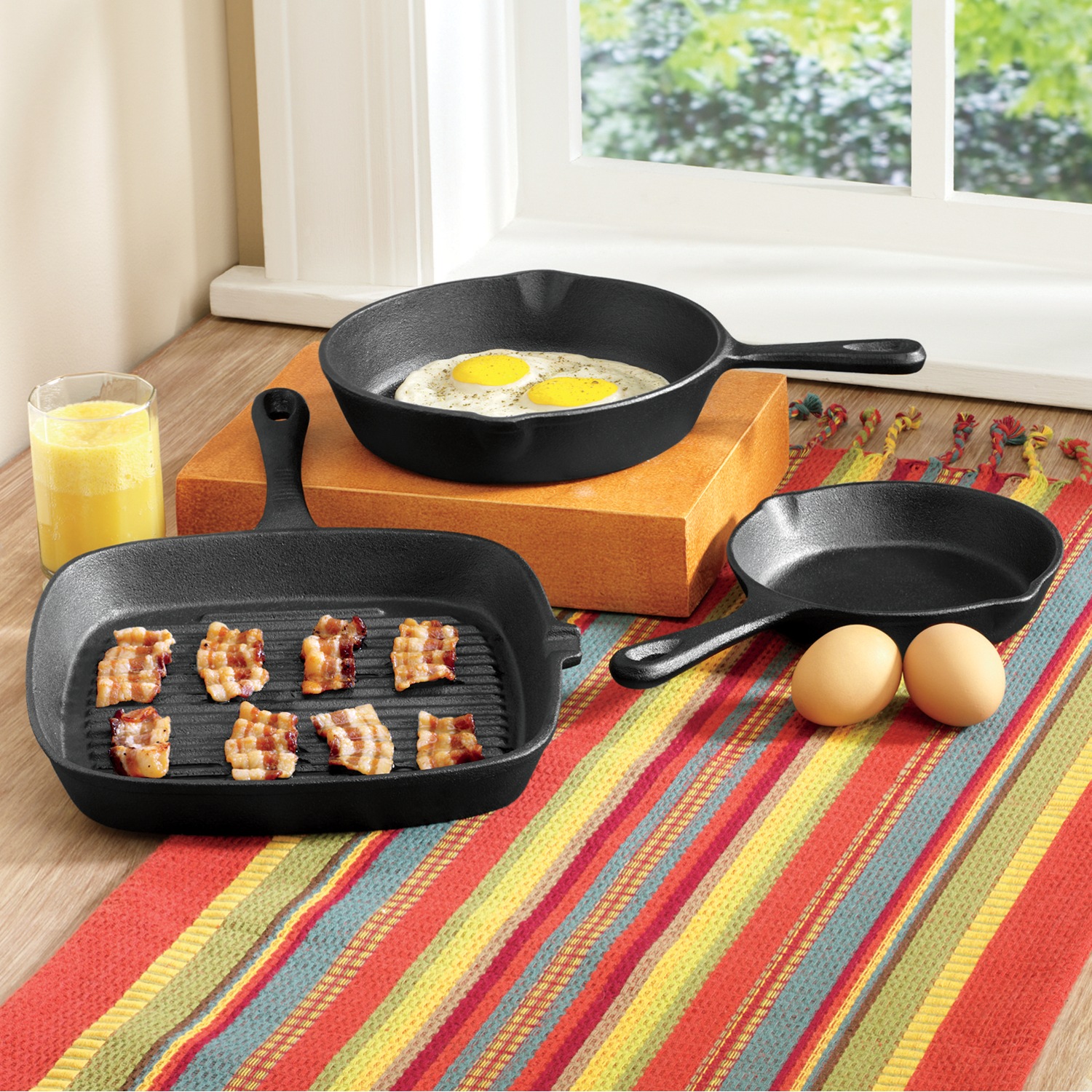 Pre Seasoned Cast Iron Skillet And Grill Pan Set Montgomery Ward