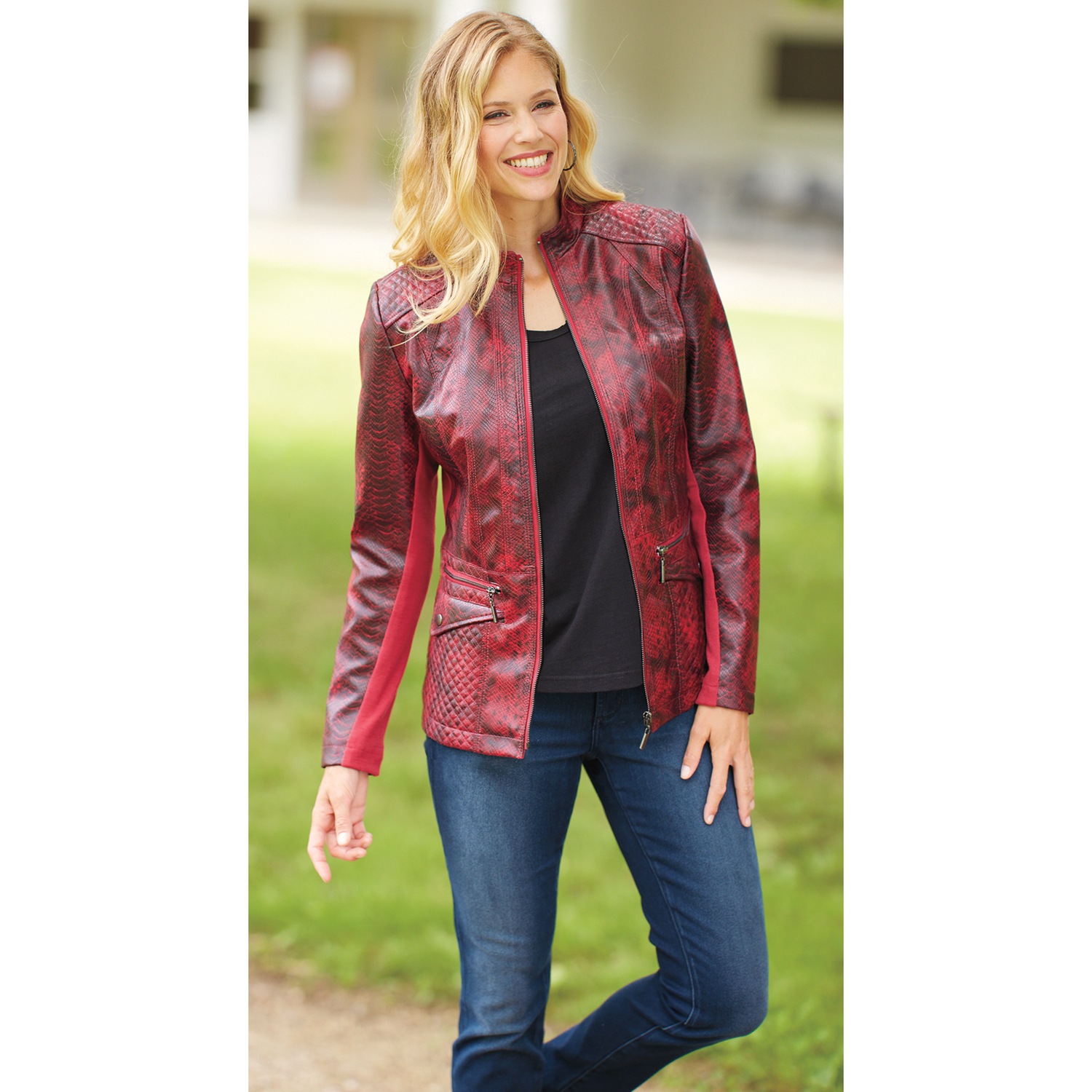 Faux Leather Jacket - Print | Montgomery Ward