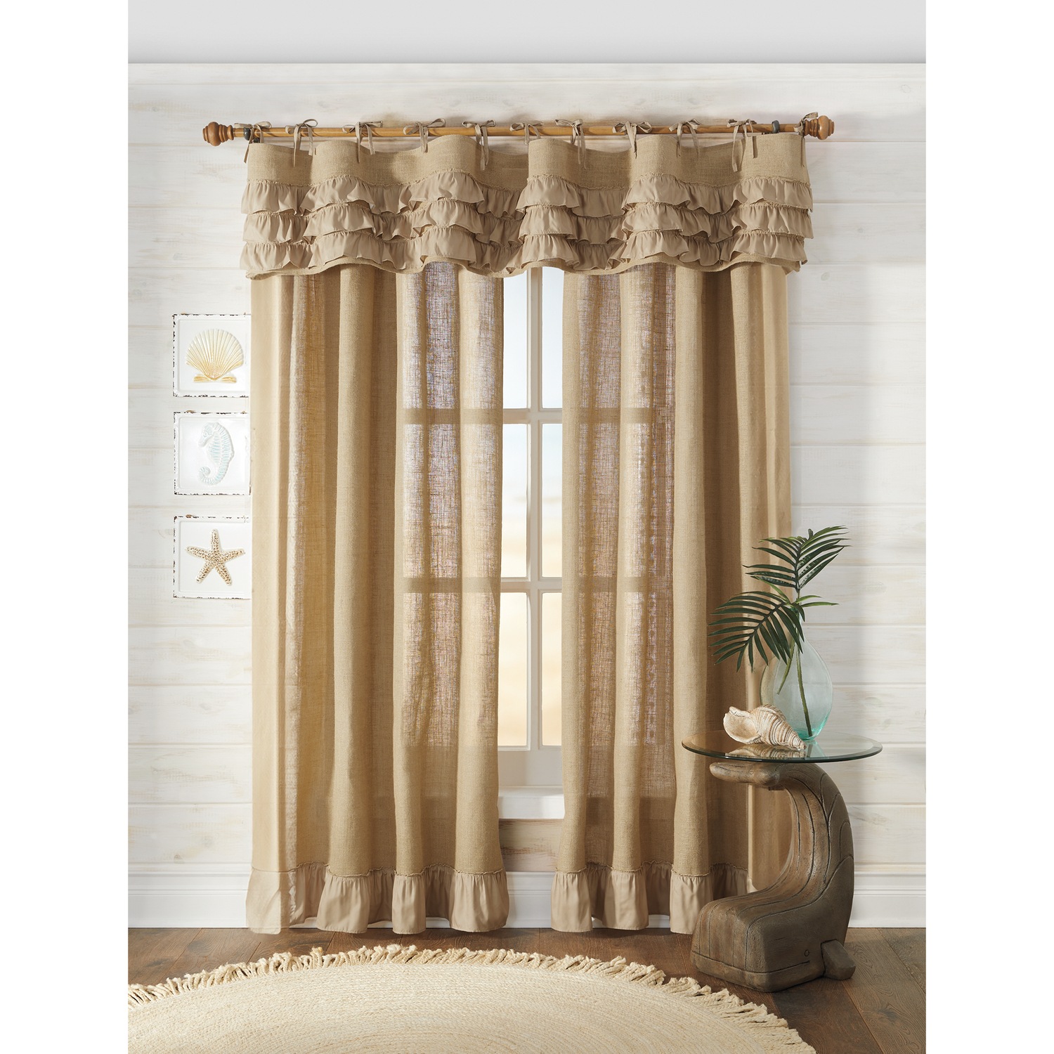 burlap ruffle valance