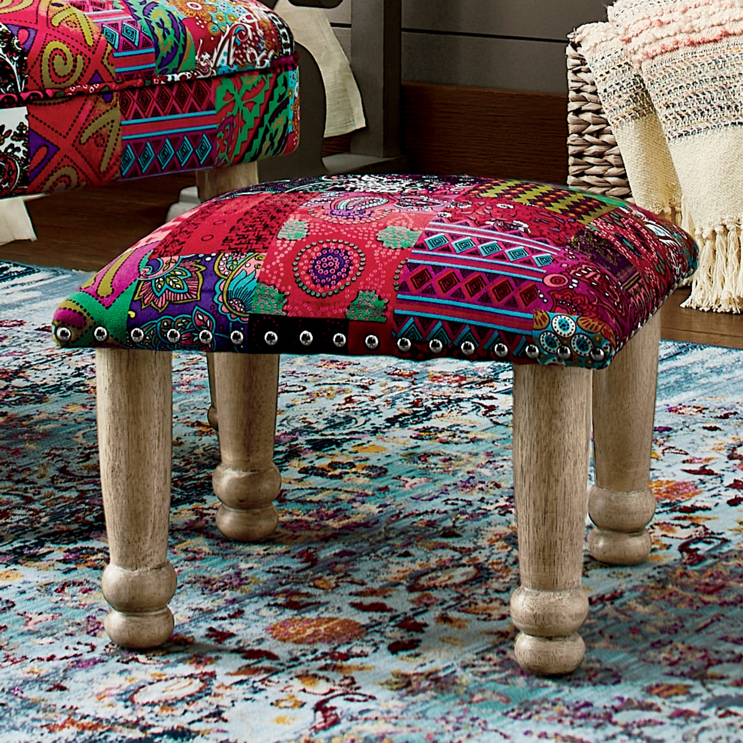 Tufted Patchwork Ottoman | Montgomery Ward