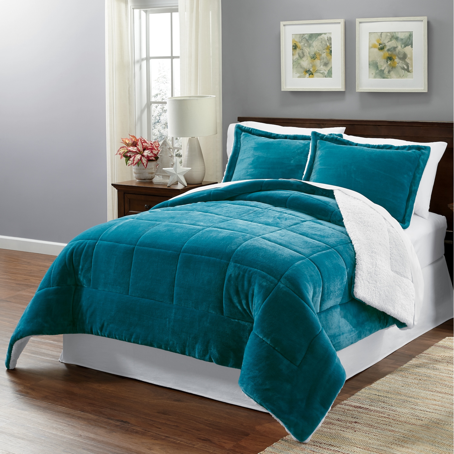 Plush Reversible Down-Alternative Comforter Set | Montgomery Ward