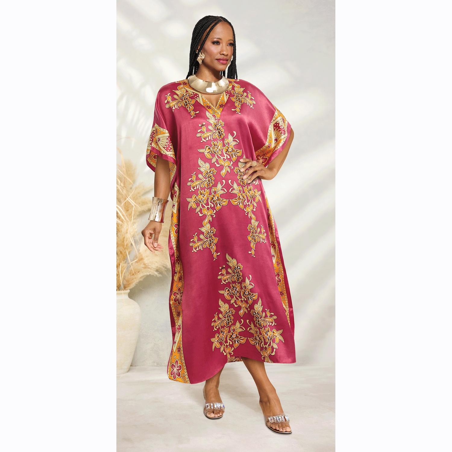 Blare Long Caftan: Easy Dressy with Regal Details | Montgomery Ward