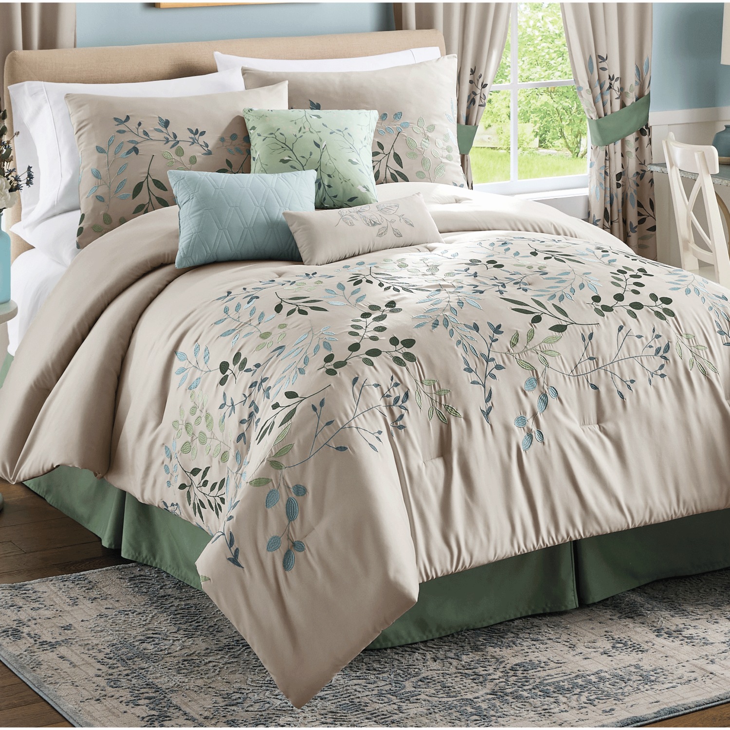 7-Piece Tranquil Embroidered Comforter Set | Montgomery Ward