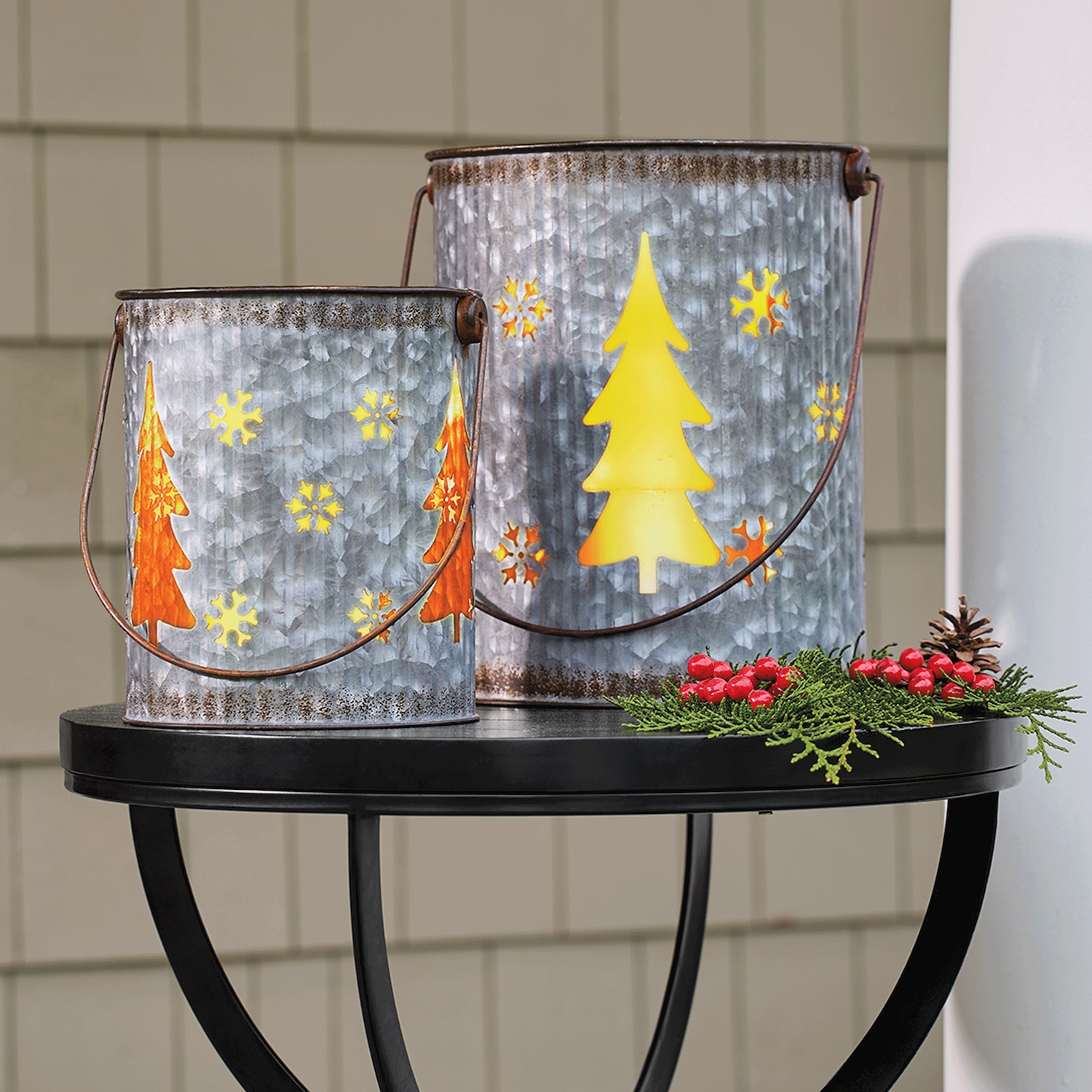 Set of 2 Galvanized Metal Luminaries | Montgomery Ward