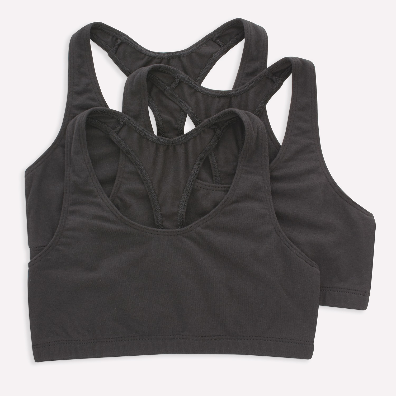 Hanes 3-Pack Racerback Sports Bralettes with 4-Way Stretch and T-Back ...