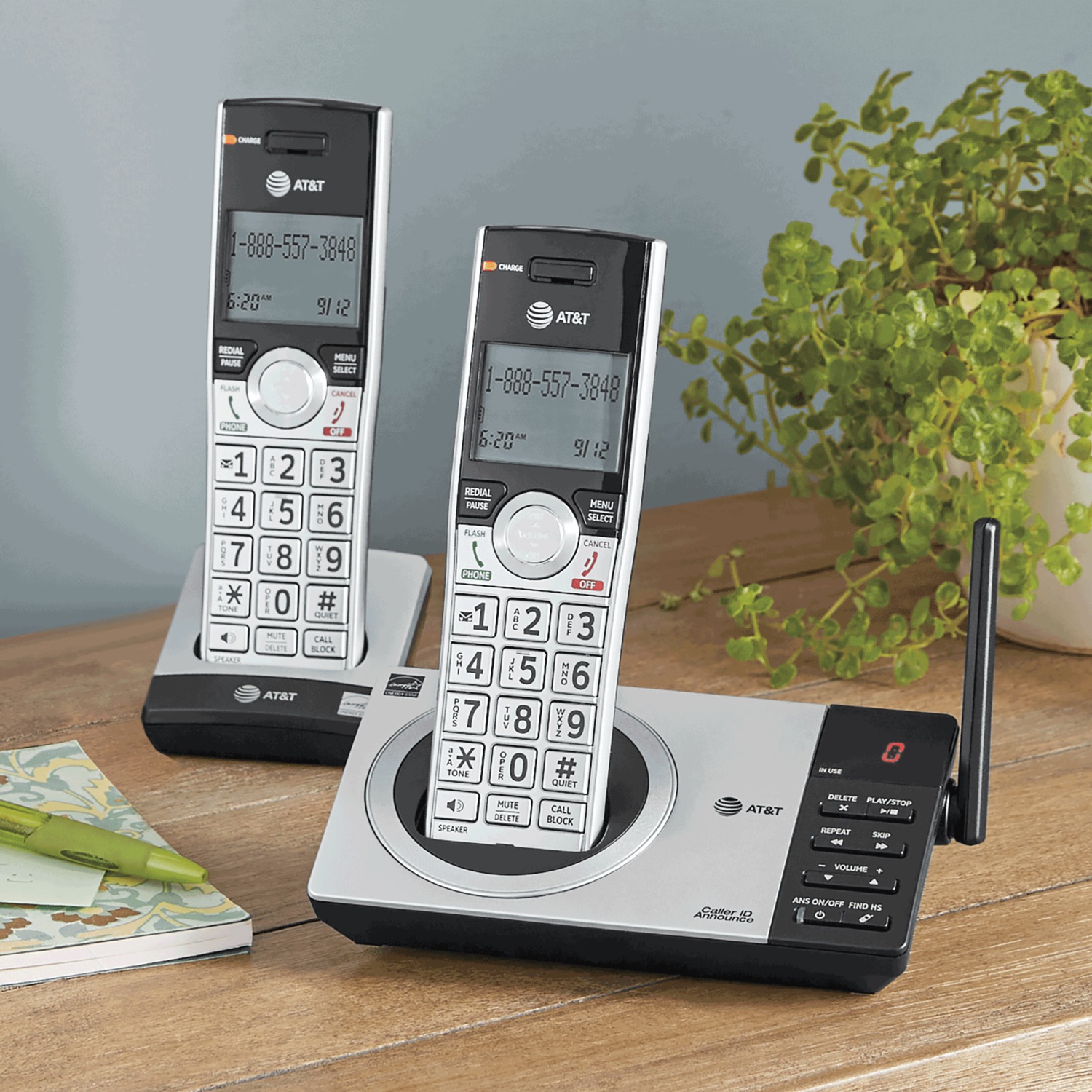 AT&T 2- or 3- Handset Cordless Answering System with Smart Call Blocker ...