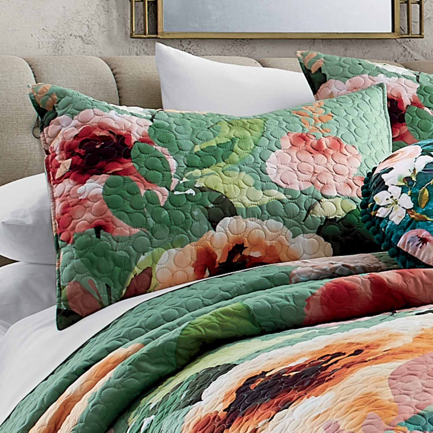 Cleo Teal Floral Sham | Montgomery Ward