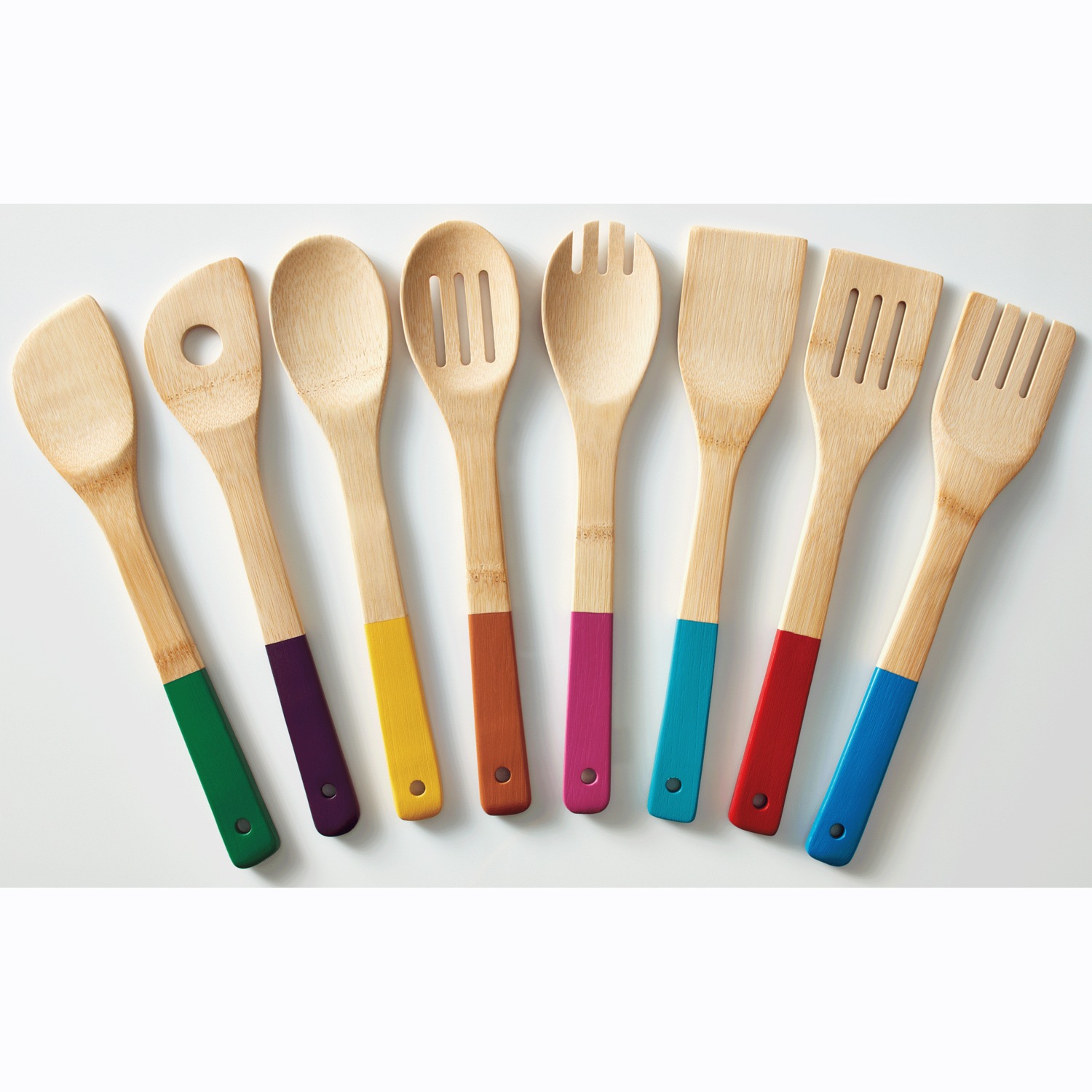 8-Piece Colored Bamboo Utensil Set | Montgomery Ward