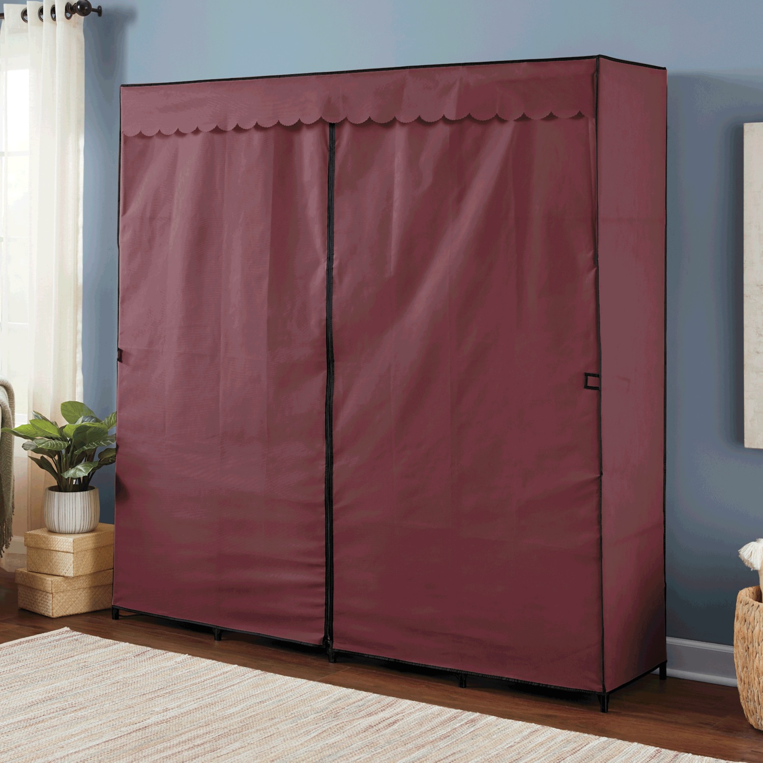 Scalloped Curtain Storage Wardrobe | Montgomery Ward