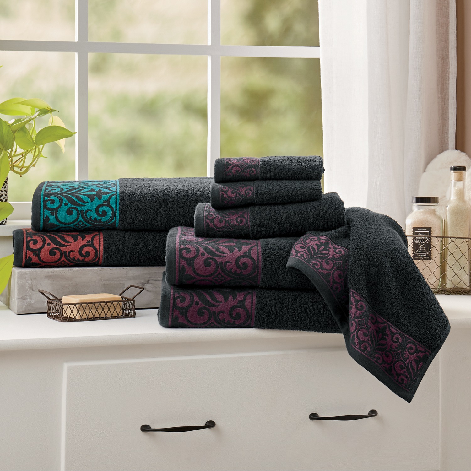 6-Piece Color Connection Damask Towel Set | Montgomery Ward