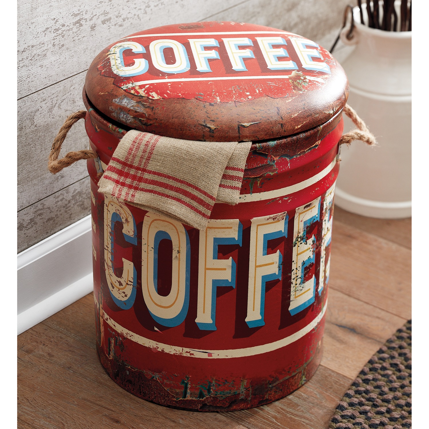 Rustic Coffee Storage Stool | Montgomery Ward