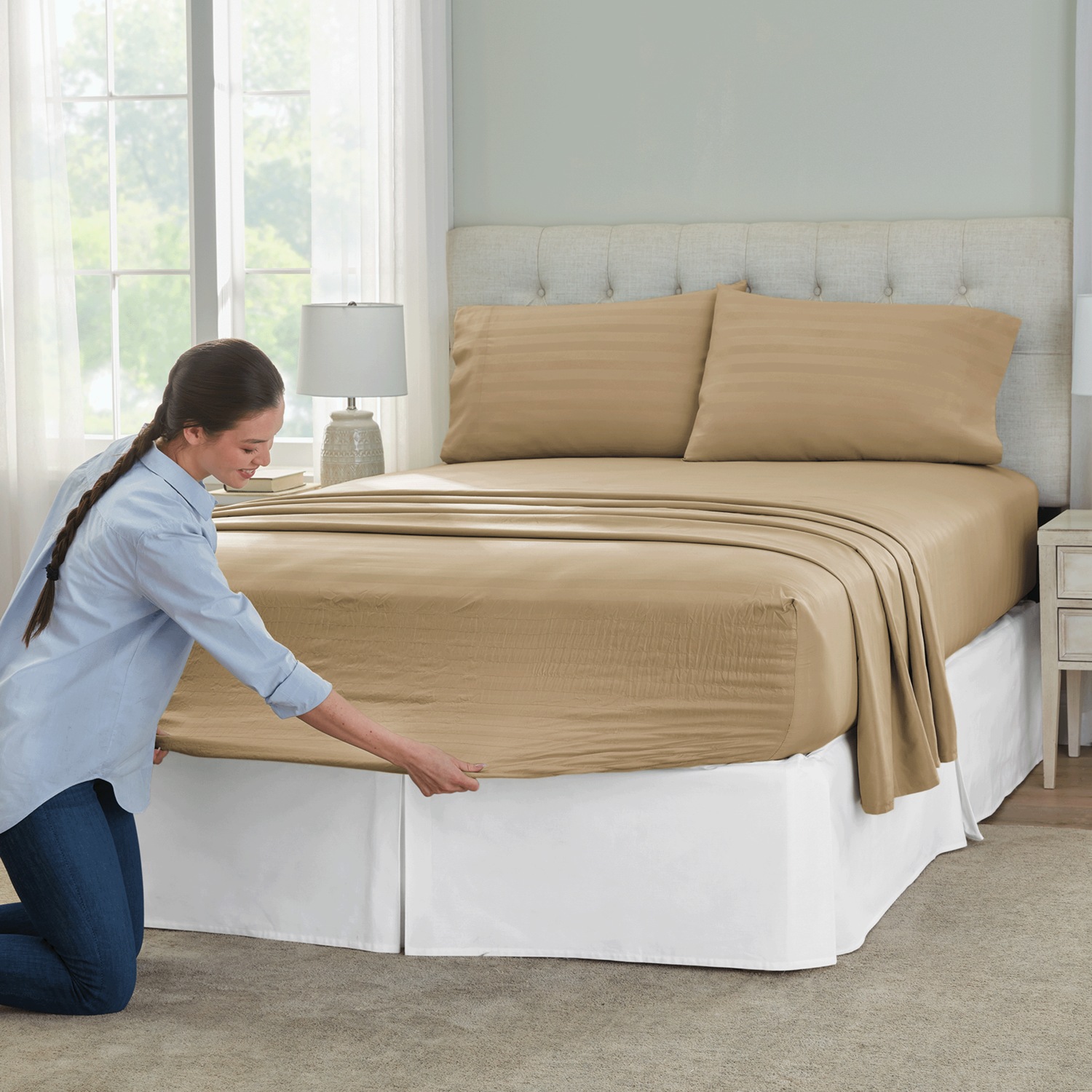 Bed Tite Damask Stripe Sheet Set | Montgomery Ward