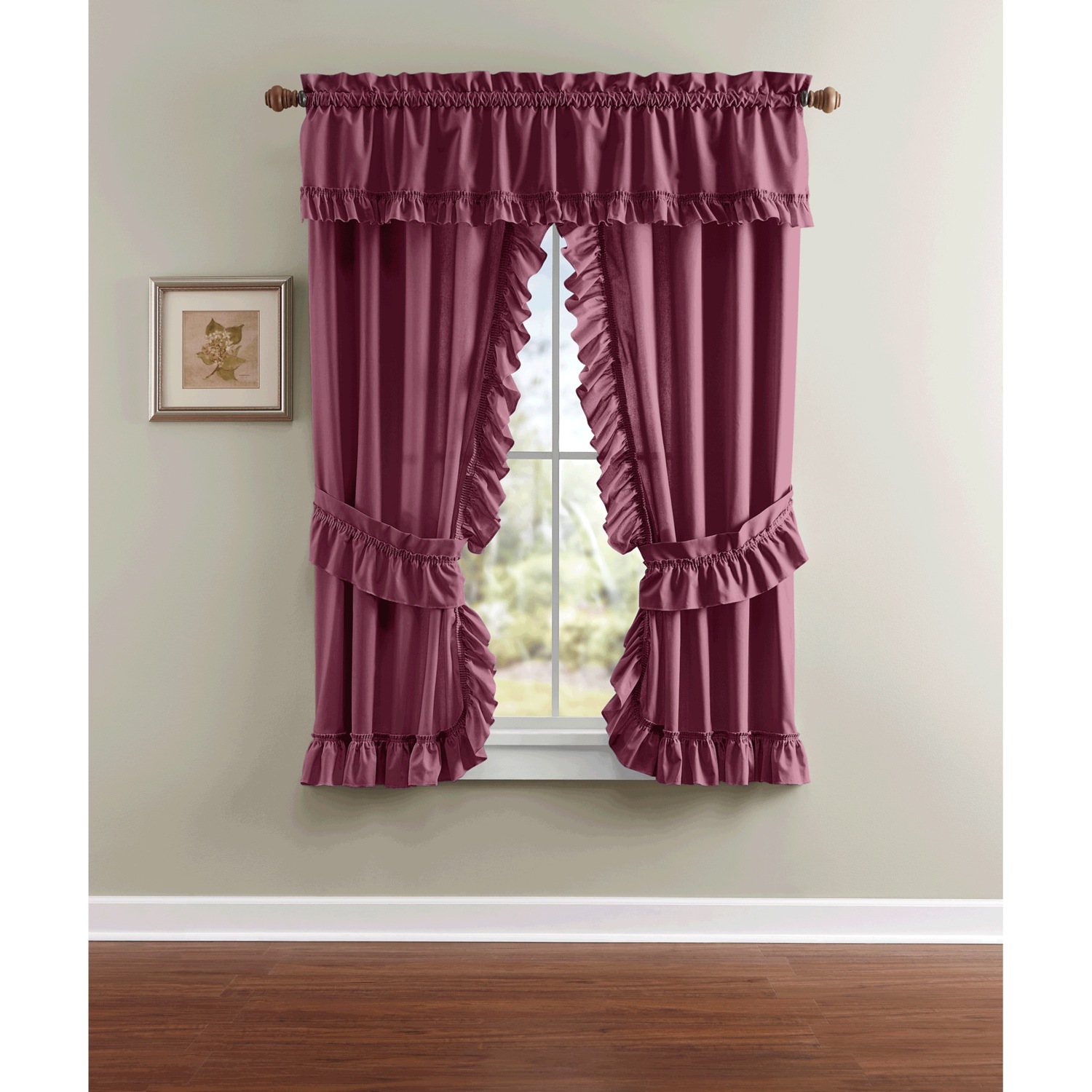 Mayfair Romantic Priscilla Ruffled Semi-Sheer Panel Pair with Tieback ...