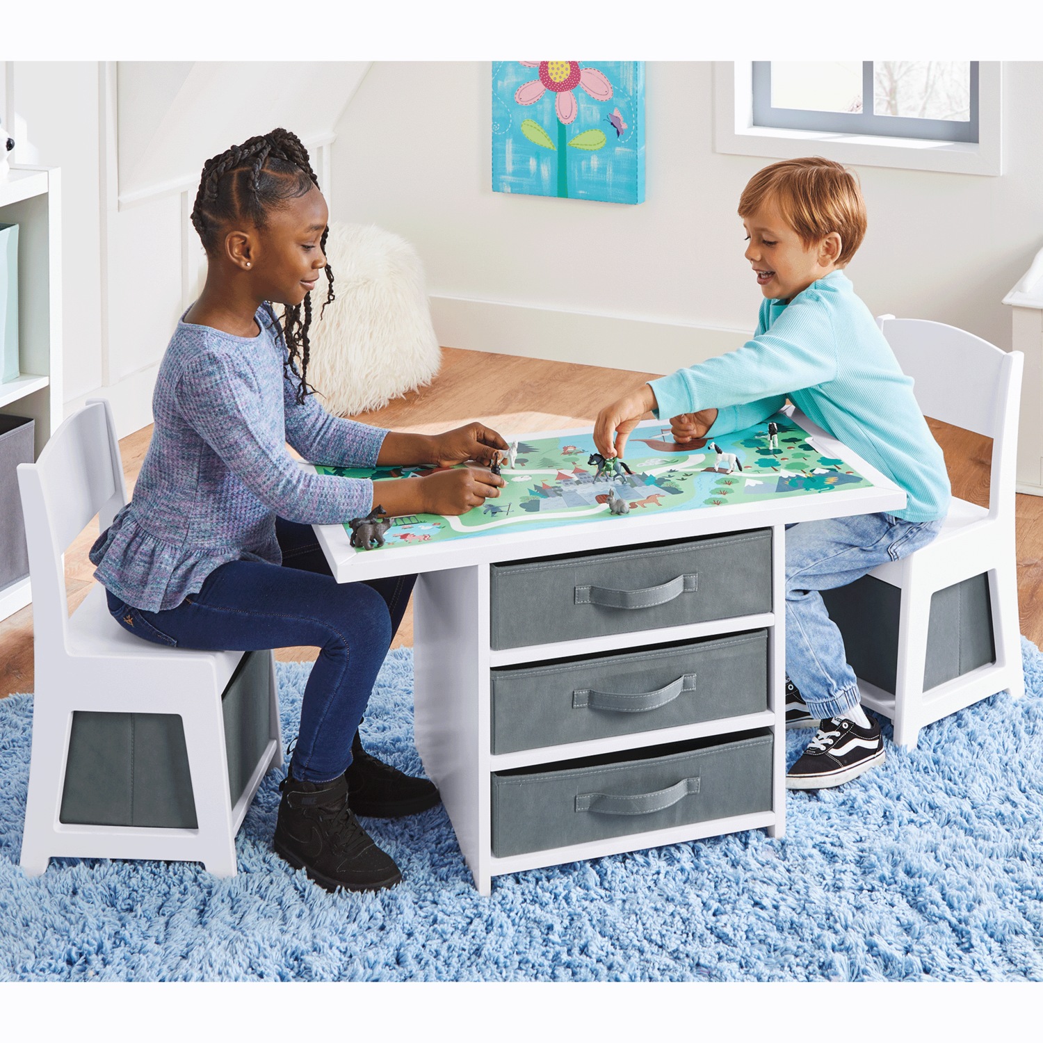 3-Piece Storage Table & Chair Set | Montgomery Ward