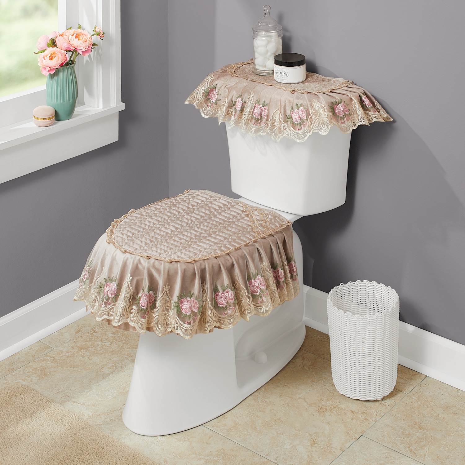 Velvet Toilet Cover Set | Montgomery Ward