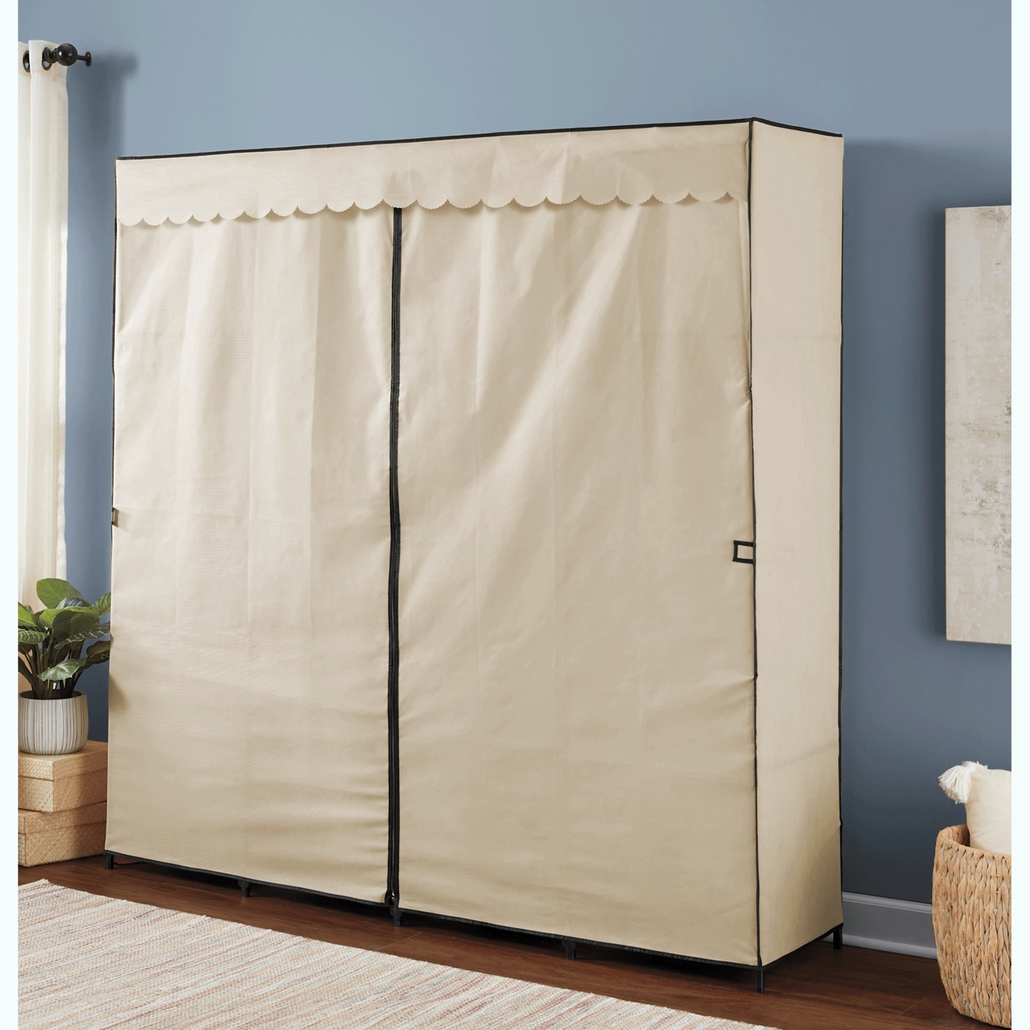 Scalloped Curtain Storage Wardrobe | Montgomery Ward