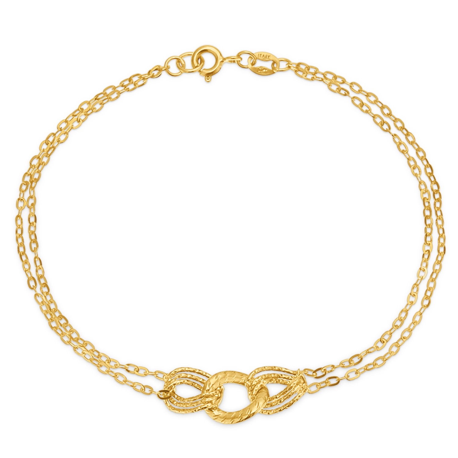 10K Gold 3-Link 2-Strand Bracelet | Montgomery Ward