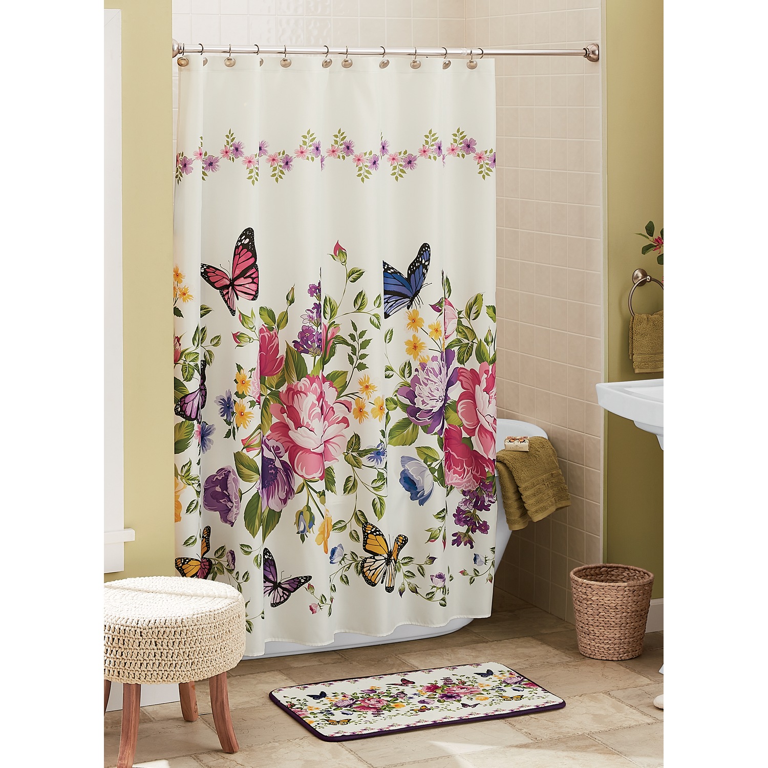 2-Piece Butterfly Floral Bath Set | Montgomery Ward