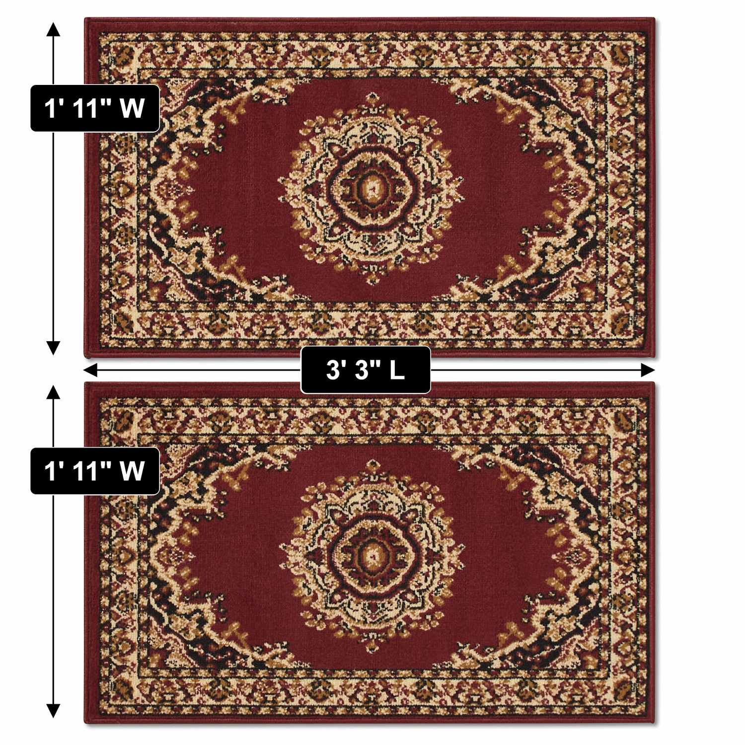 4-Piece Plush Floral Kirman Rug Set with Runner and Mats | Montgomery Ward