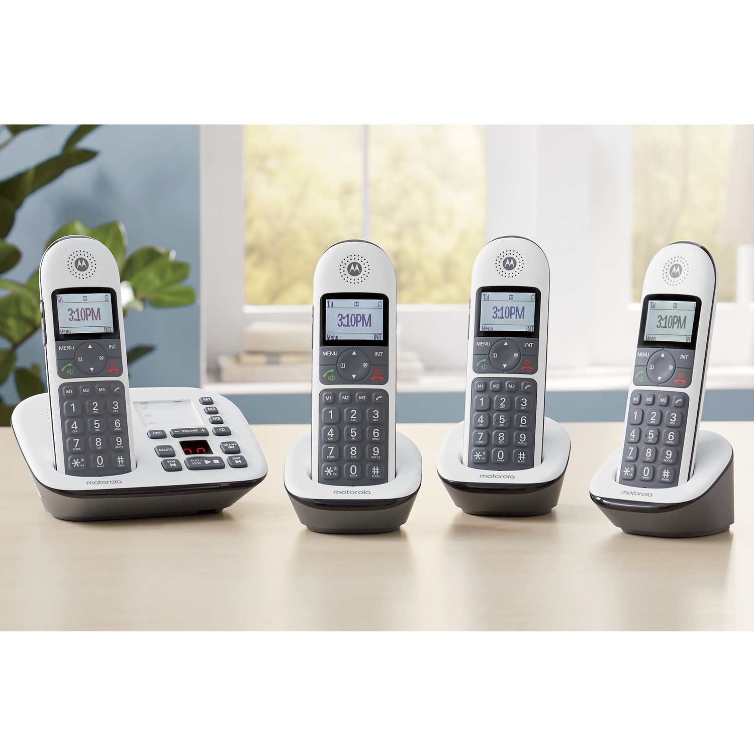 Motorola 2, 3 or 4-Handset Cordless Phone System with Answering Machine ...
