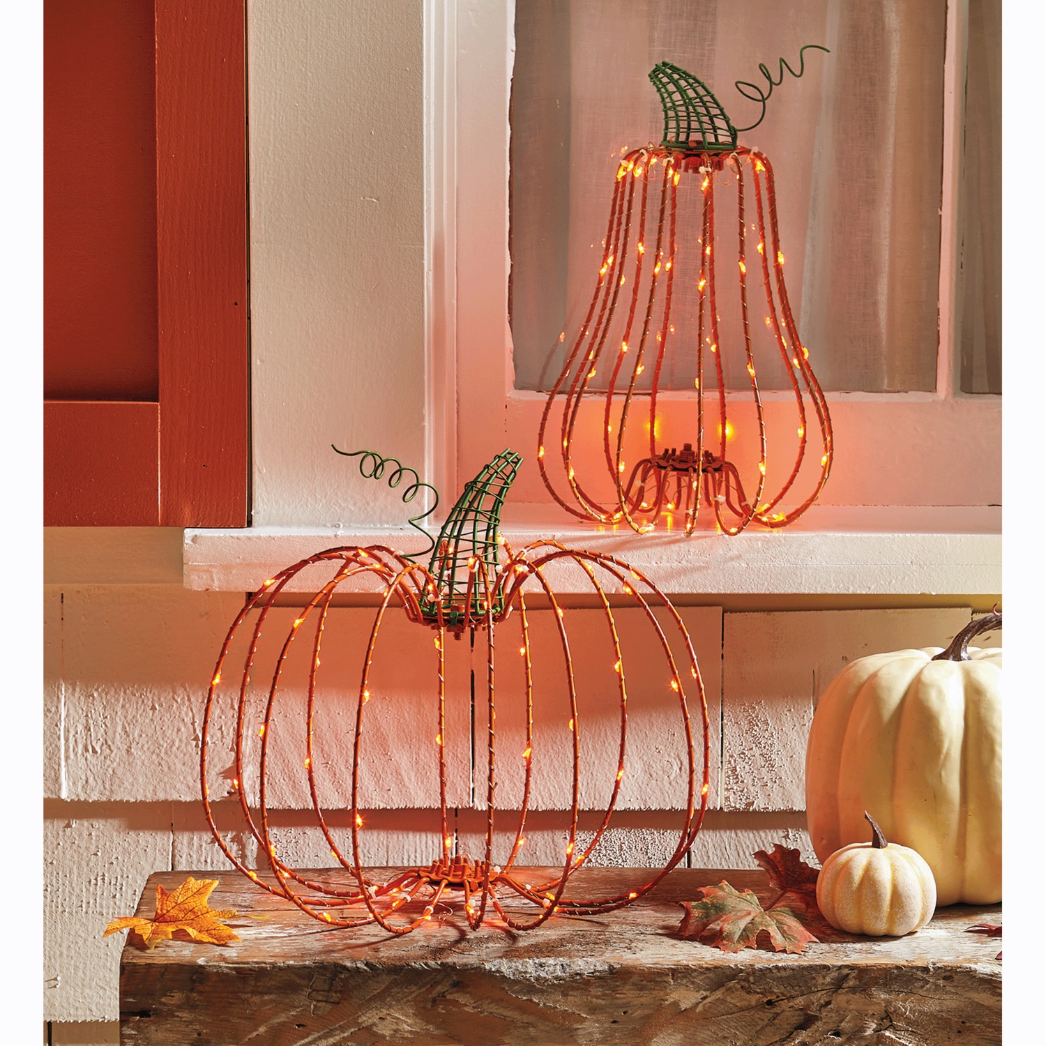 Set of 2 Lit Wire Decorative Pumpkins | Montgomery Ward