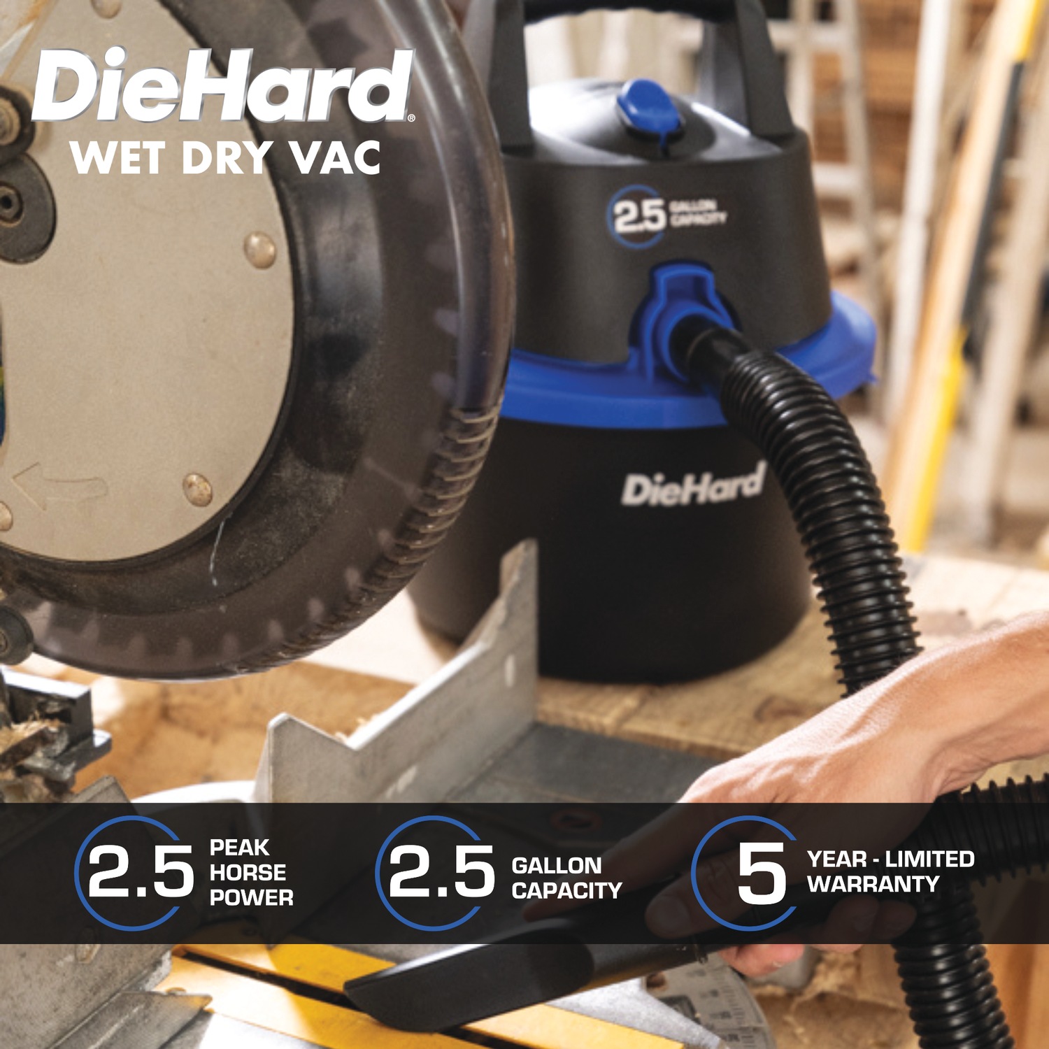 DieHard 2.5-Gallon Wall-Mount Wet/Dry Vac | Montgomery Ward